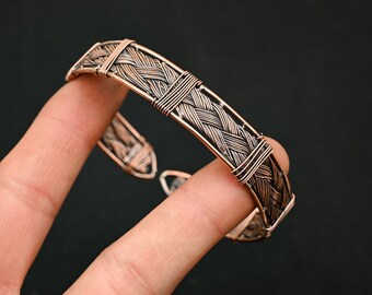 Copper Wire Wrap Cuff Bracelet Copper Wire Wrapped Adjustable Cuff ...