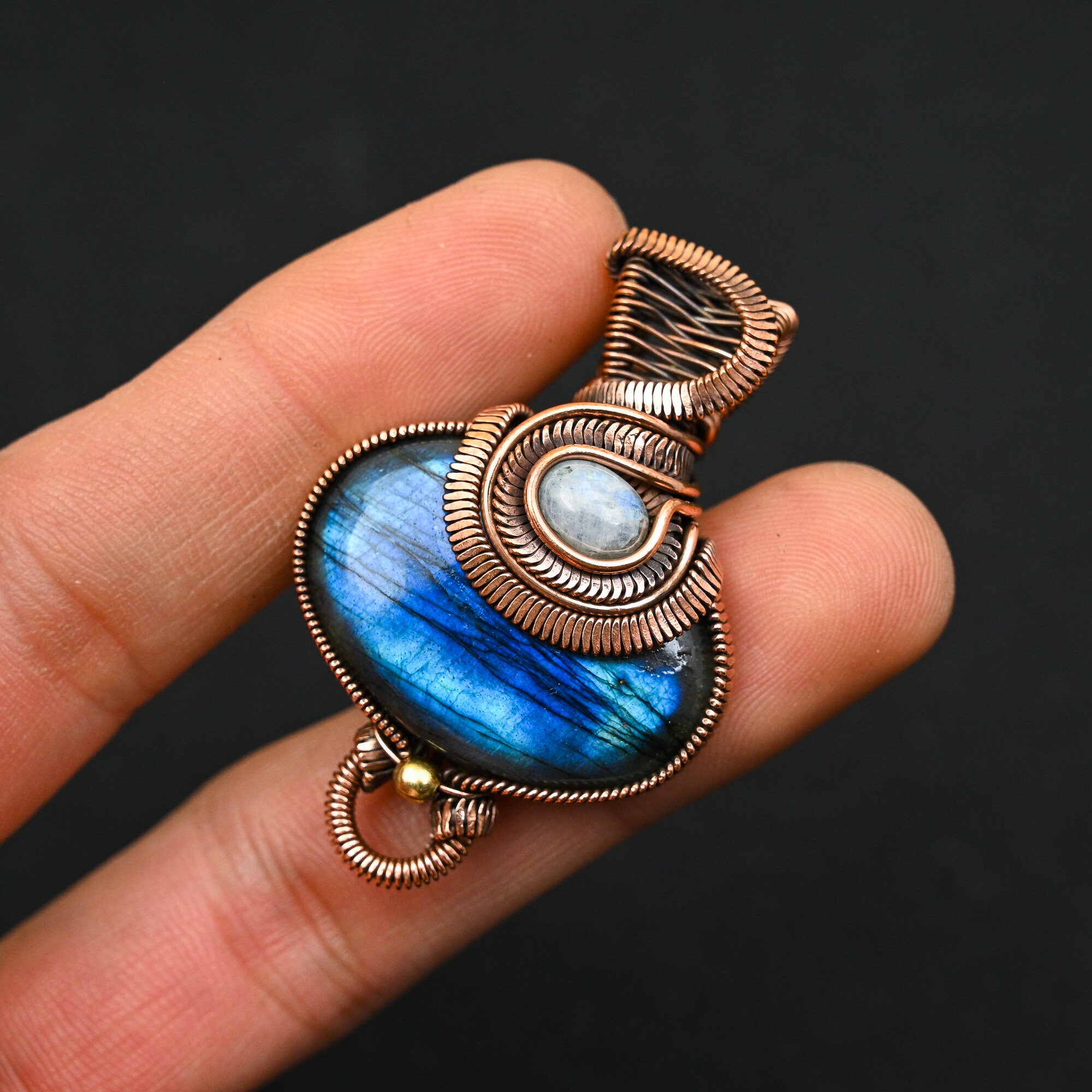 Labradorite Copper Pendant Copper Wire Wrapped Pendant Gemstone Pendant ...