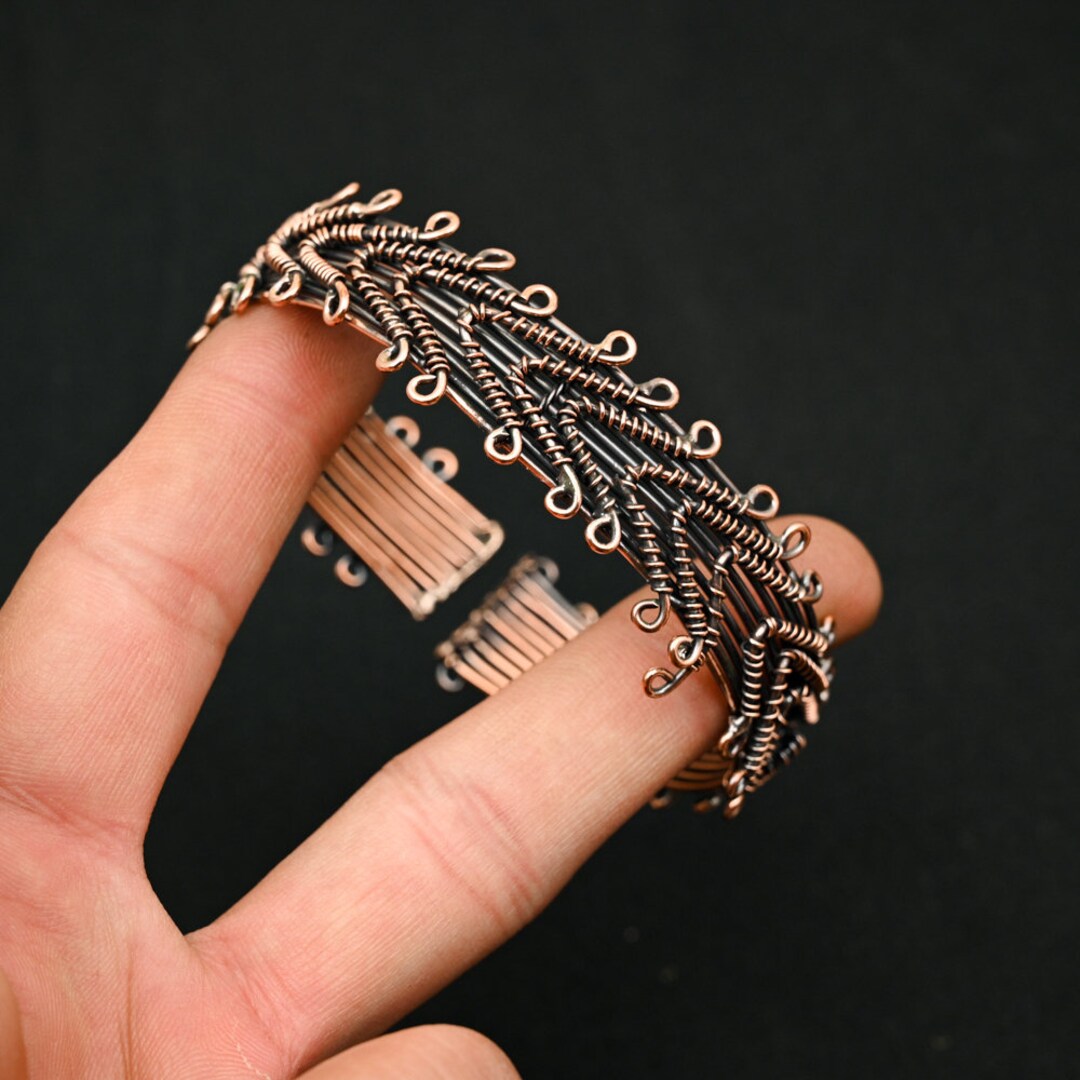 Copper Wire Wrap Cuff Bracelet Copper Wire Wrapped Adjustable Cuff ...