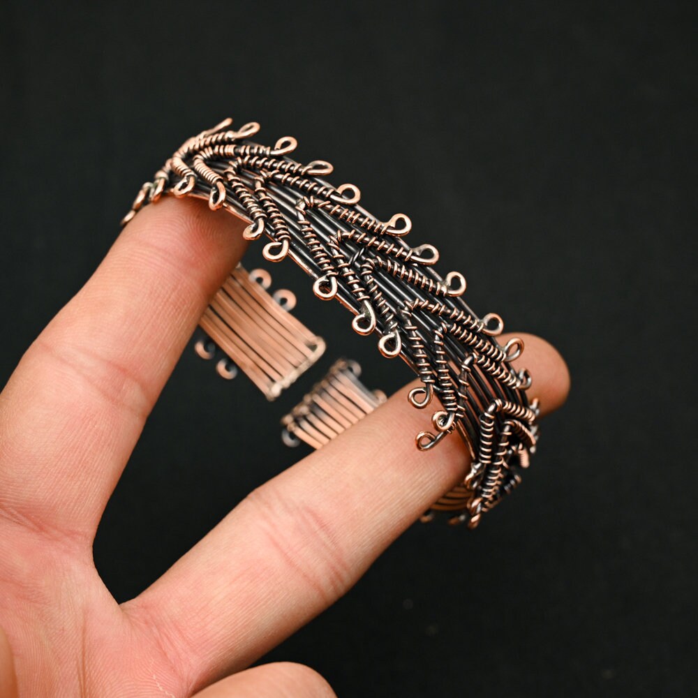 Copper Wire Wrap Cuff Bracelet Copper Wire Wrapped Adjustable Cuff Bangle Copper Wire Jewelry ...