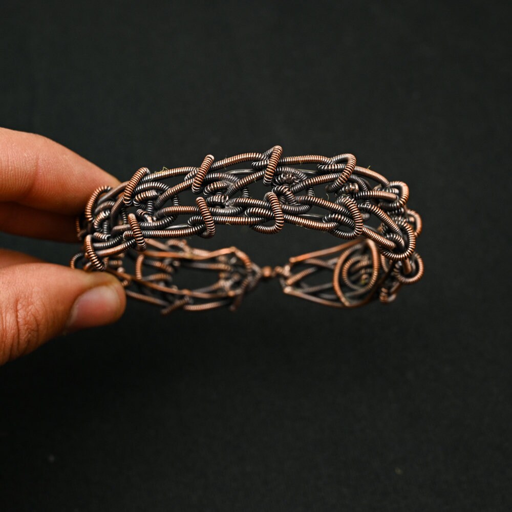 Copper Wire Wrap Cuff Bracelet Copper Wire Wrapped Adjustable Cuff ...