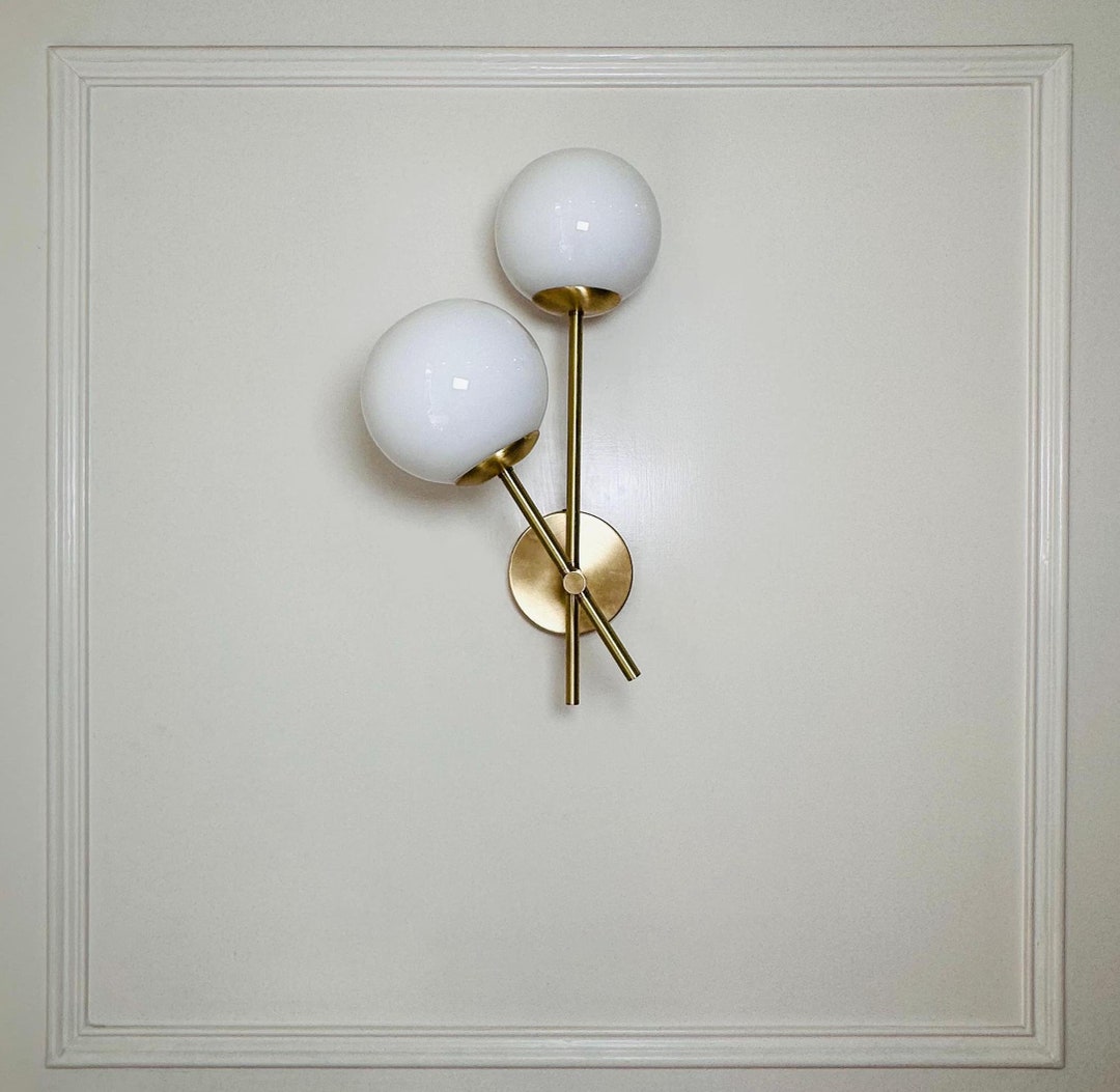 Modern Handcrafted Brass Wall Scone Mid Century 2 Light Wall Light ...