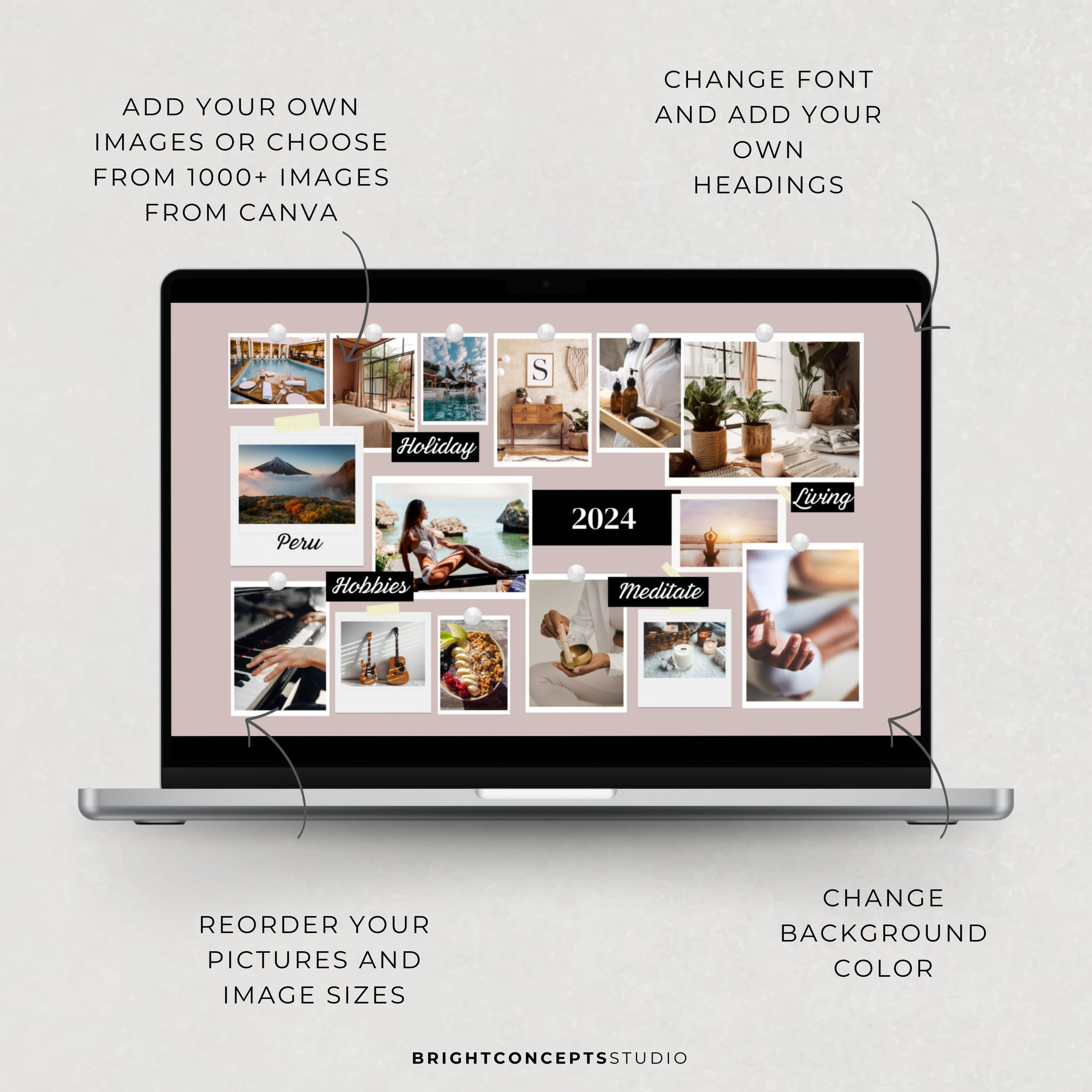 Digital Vision Board Canva Template Customazible Planner 2024 ...