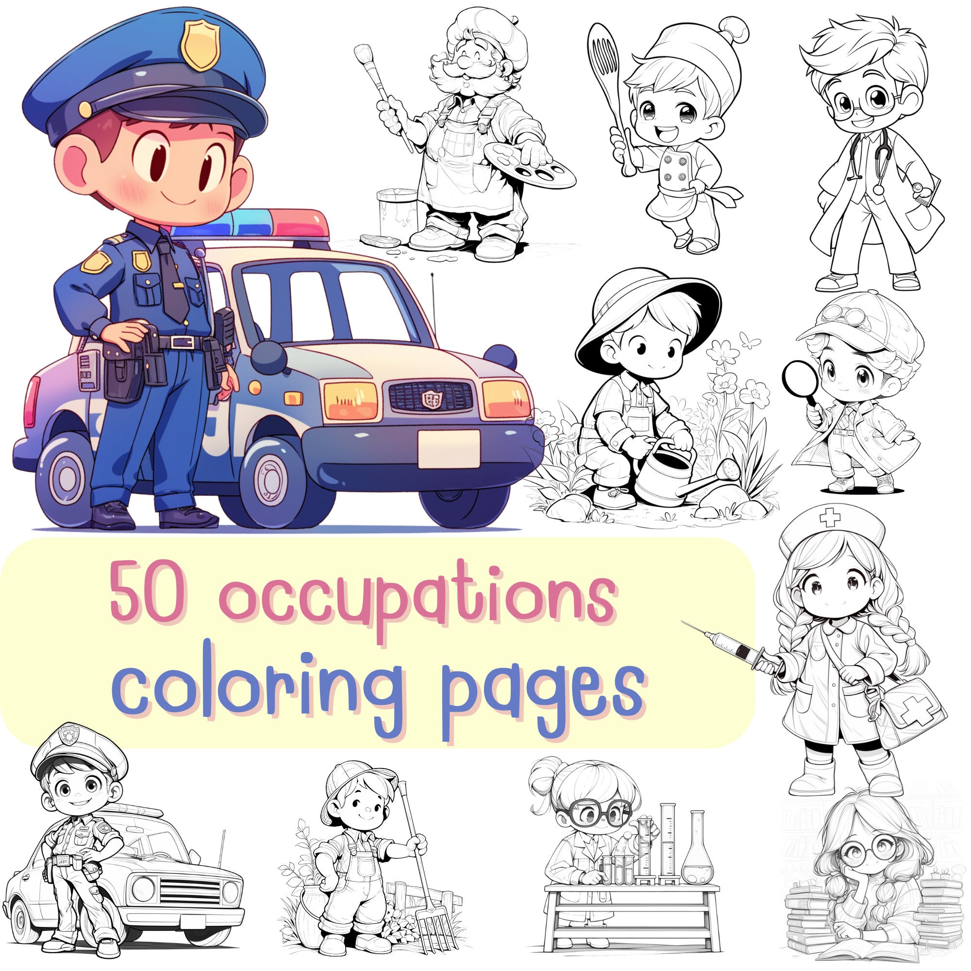 Occupation Coloring Pages - 50 Printable Activity Sheets - Engaging ...