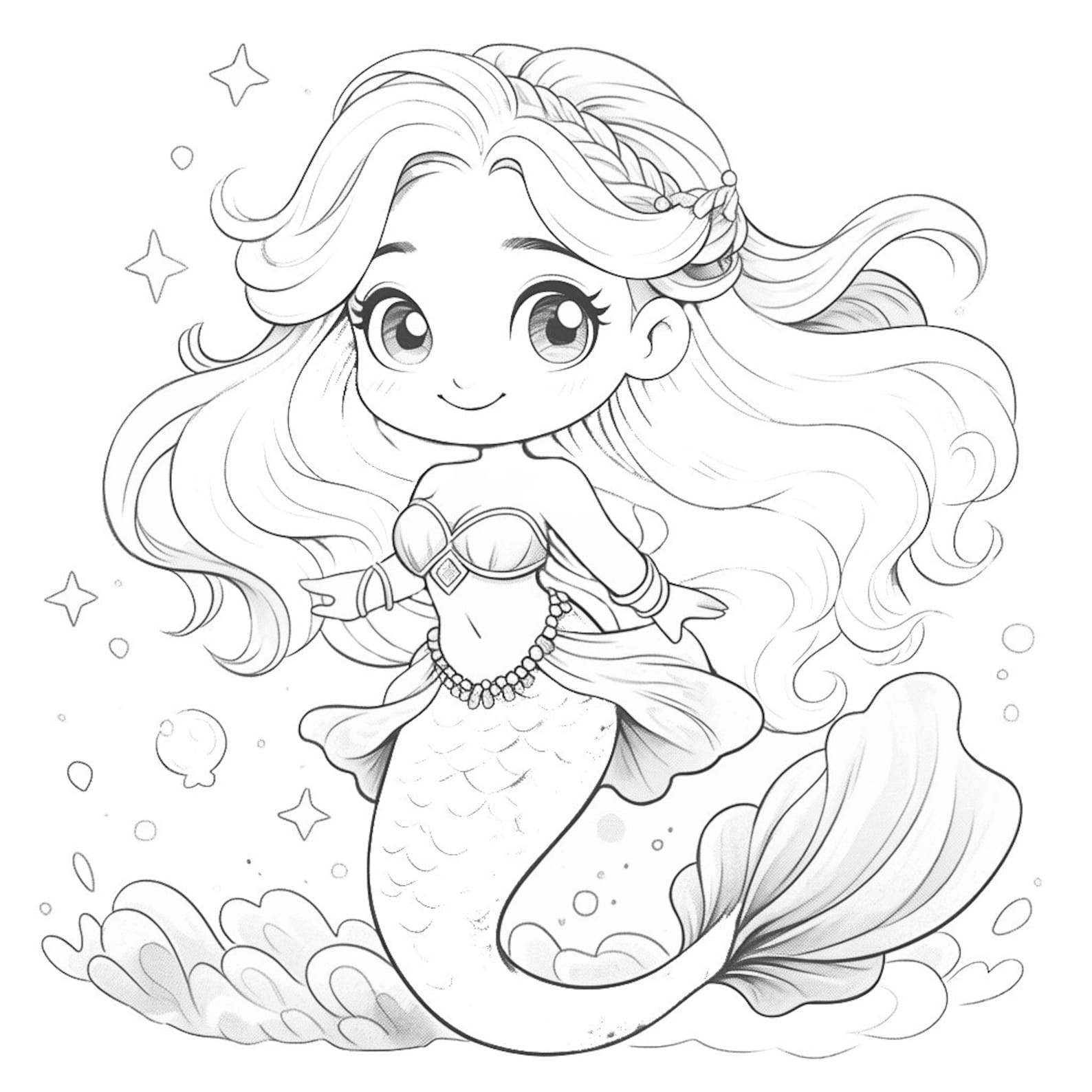 30 Mermaids Coloring Pages, Printable Pdf With Size 8.5x11 - Etsy