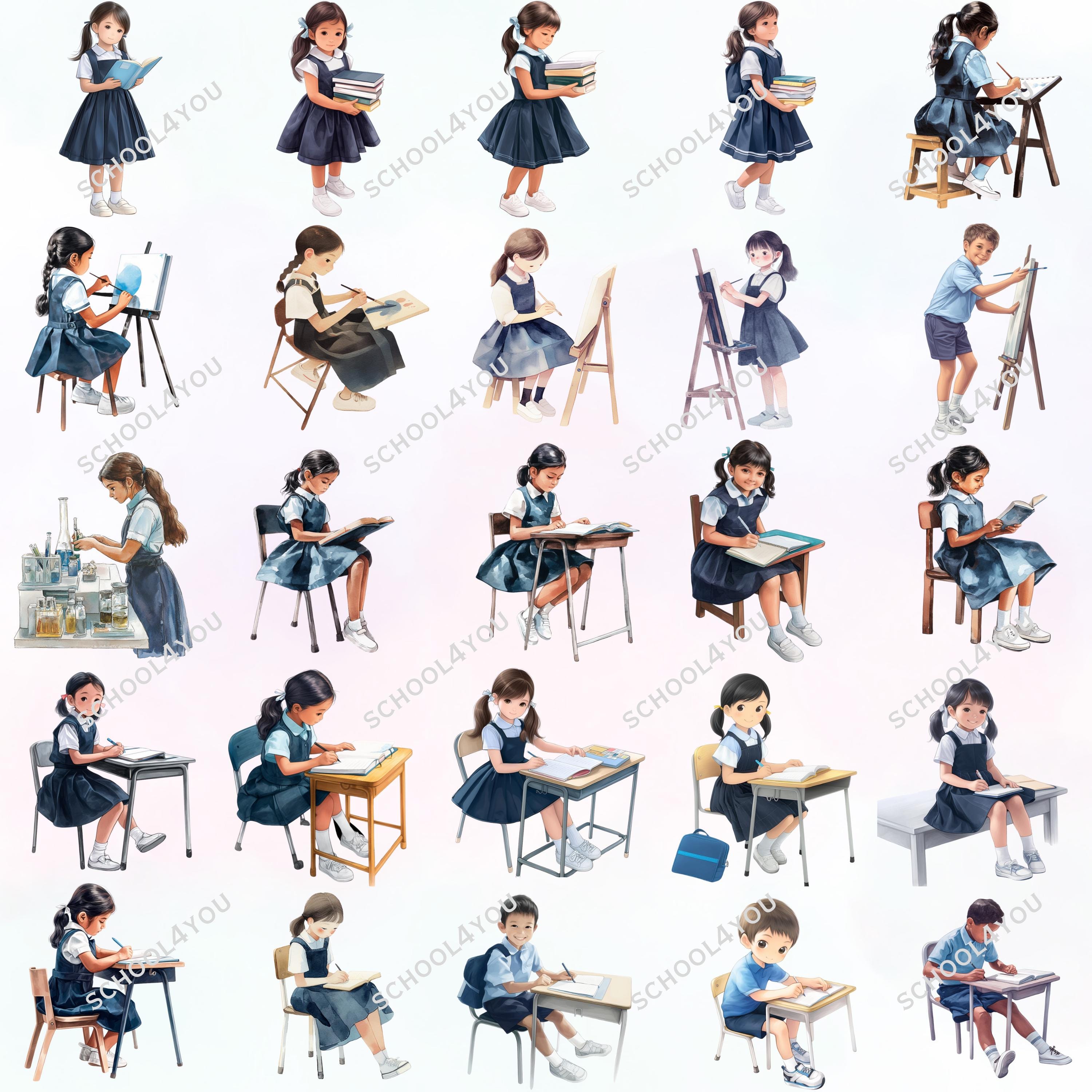100 Unique Student Activities Clipart in Blue School Uniform ...