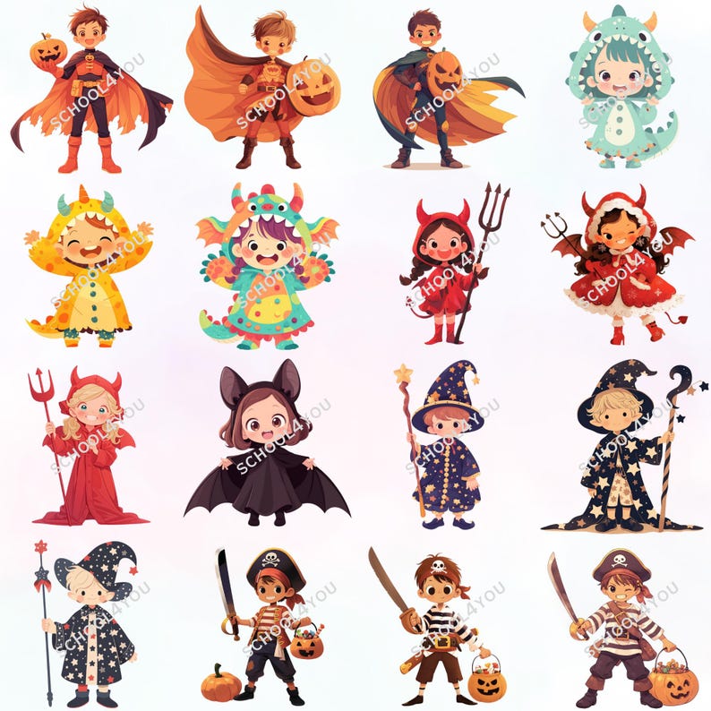 Cute Halloween Costumes Clipart, Fun and Adorable Halloween Graphics ...