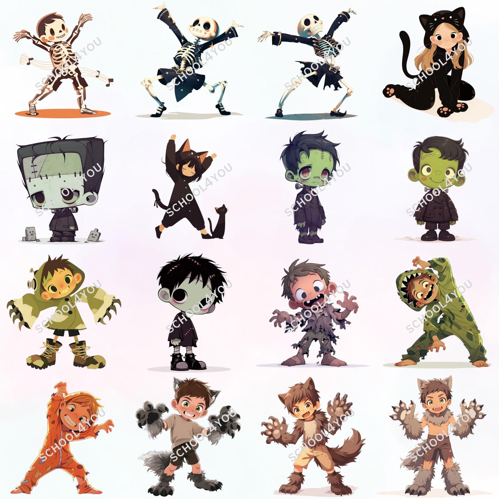 Cute Halloween Costumes Clipart, Fun and Adorable Halloween Graphics ...