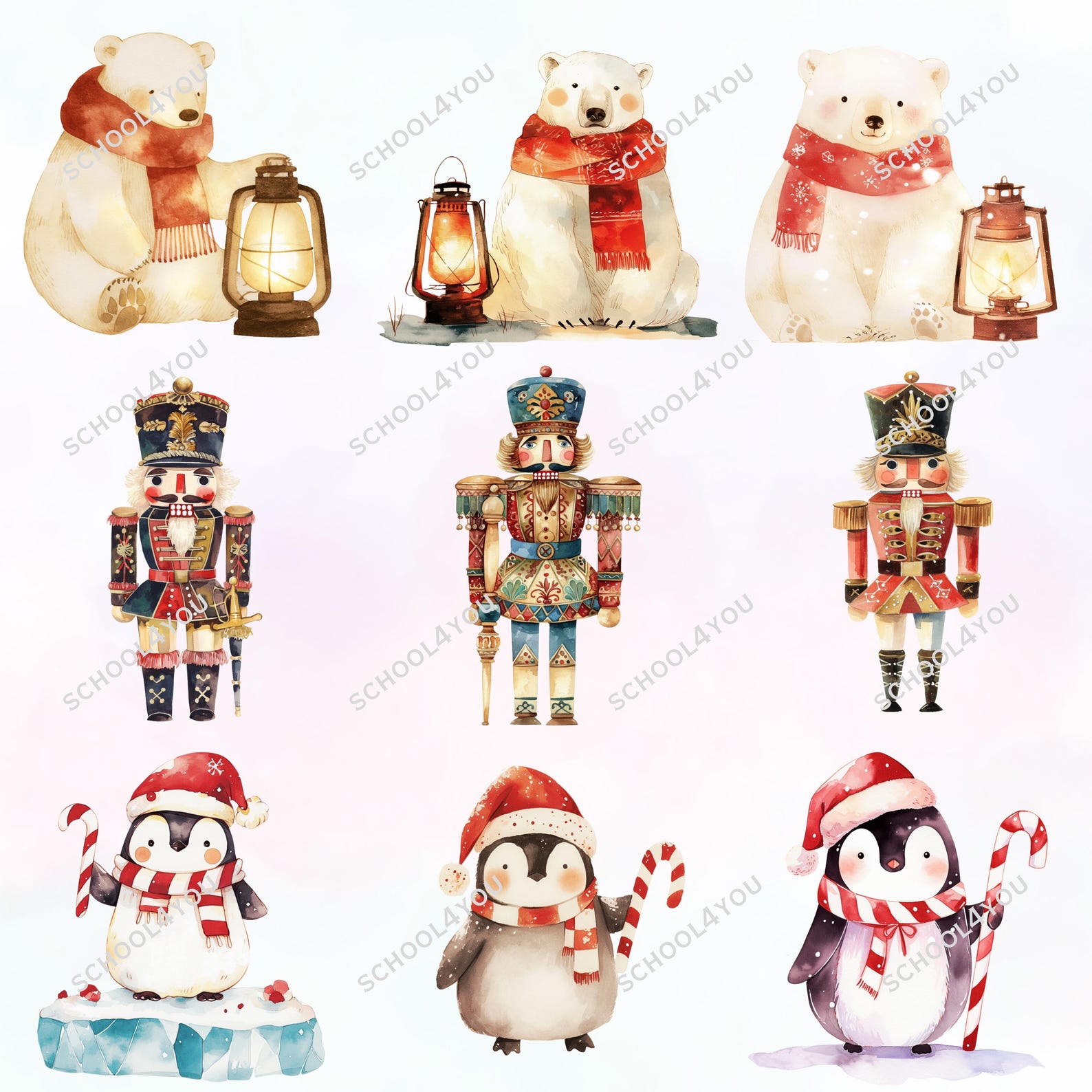 53 Unique Christmas Clipart Set, Festive Holiday Digital Clip Art ...