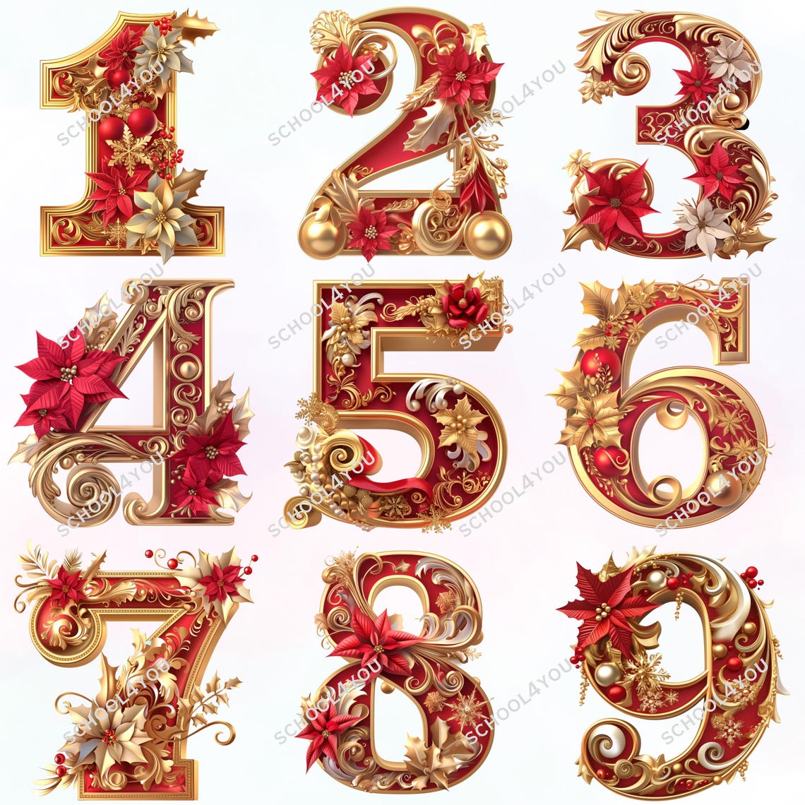 Red Christmas Alphabet A-Z and Number 0-9, Christmas Alphabet - Etsy