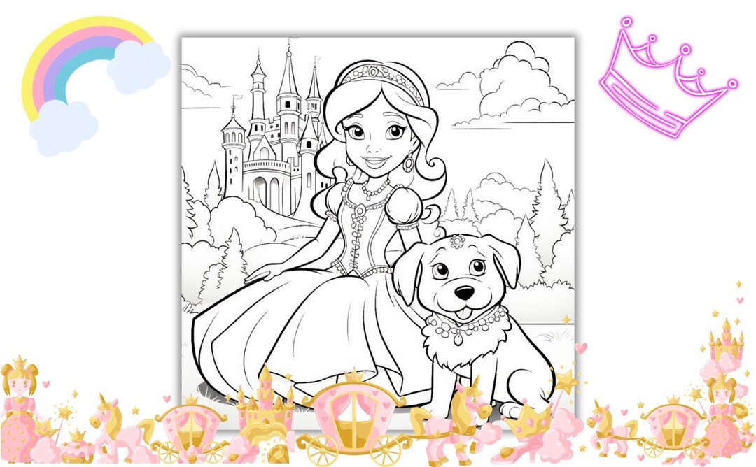 30 Princess Coloring Pages, Adult & Kid Coloring Book, Printable PDF - Etsy