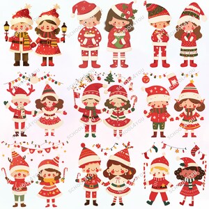 Christmas Boy and Girl Clipart: Festive Holiday PNG (digital Download ...