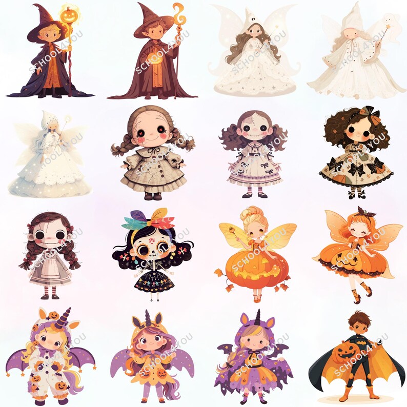 Cute Halloween Costumes Clipart, Fun and Adorable Halloween Graphics ...