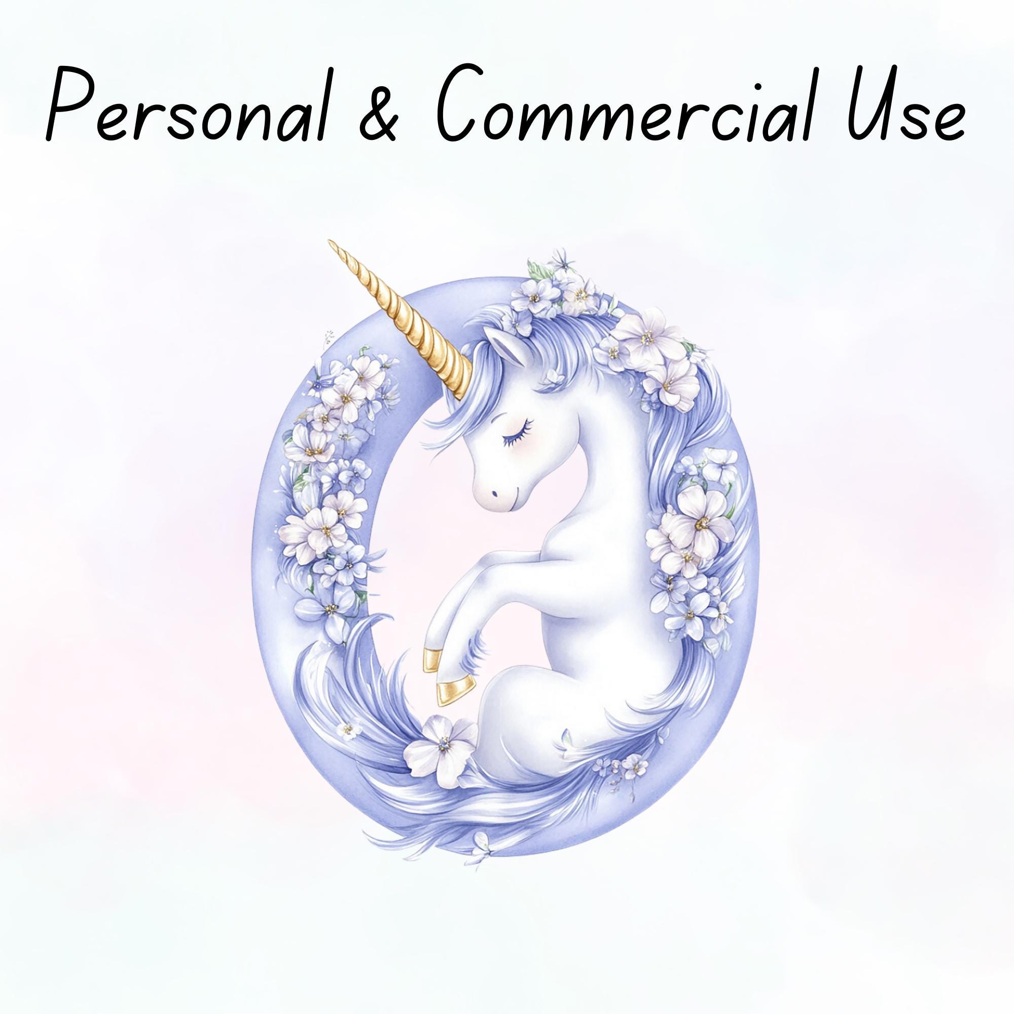 Whimsical Watercolor Blue Unicorn Alphabet Nursery Art, Personalized ...