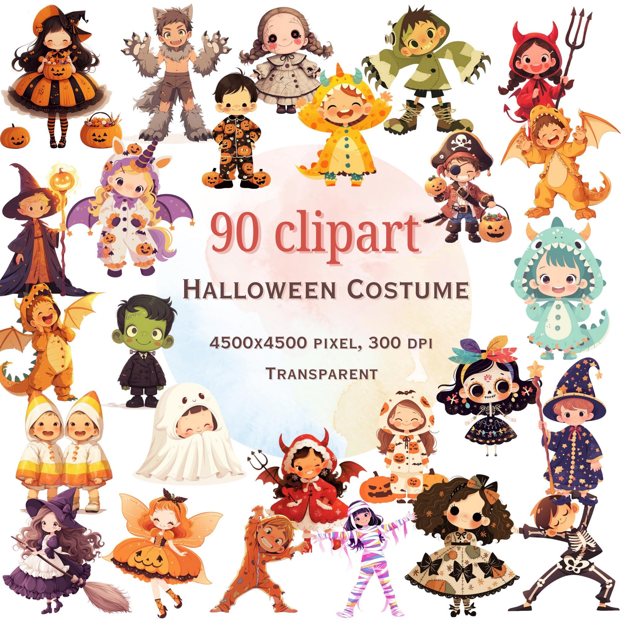 Cute Halloween Costumes Clipart, Fun and Adorable Halloween Graphics ...