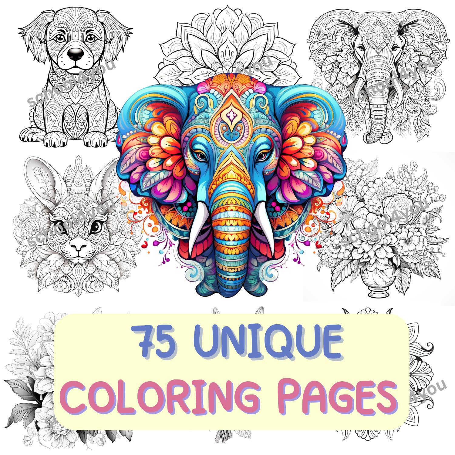 75 Adult Mandalas Coloring Pages, Flower, Animal, Pattern, House in PDF ...