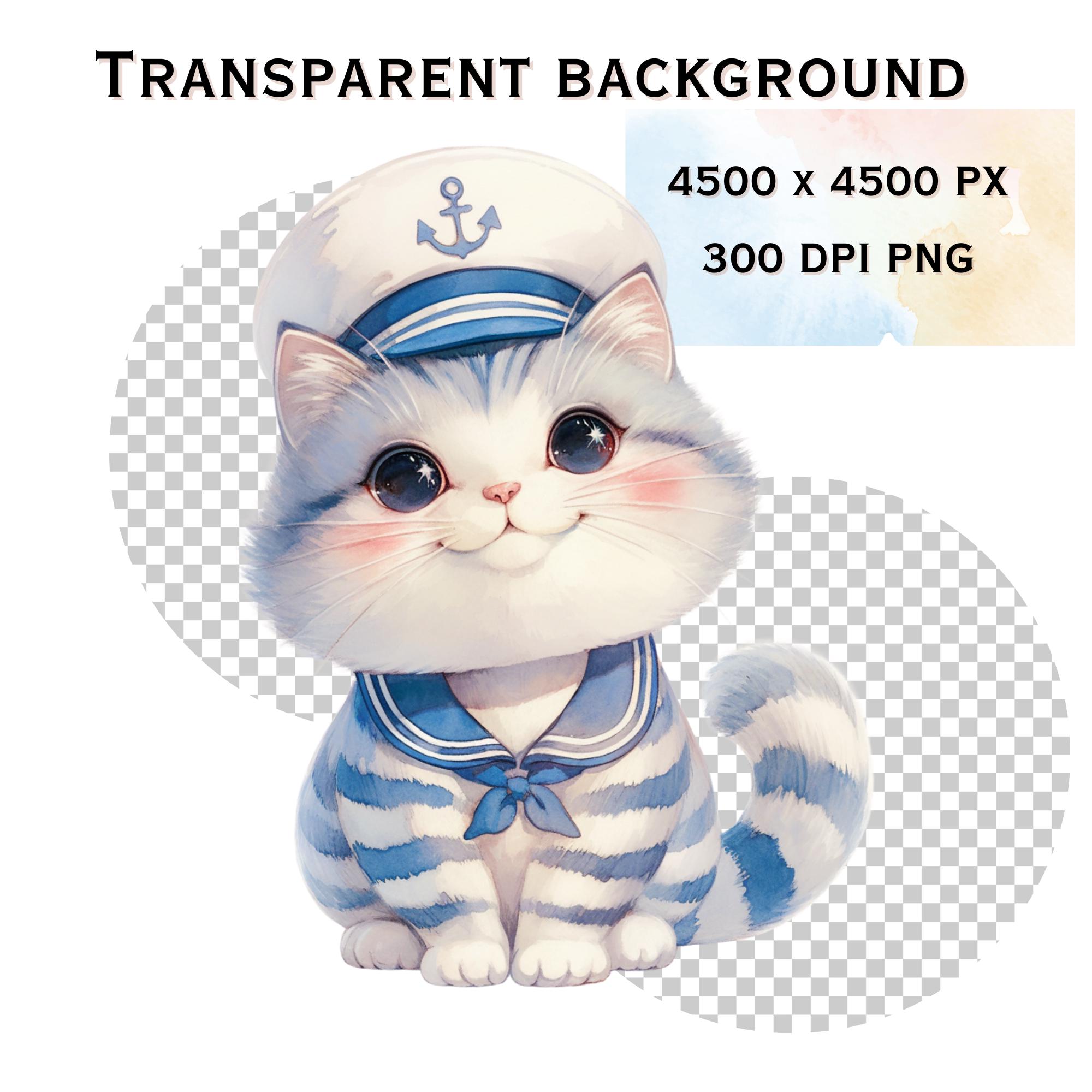 Kawaii Sailor Cat Clipart: Nautical Kitten PNG Bundle (digital Download ...