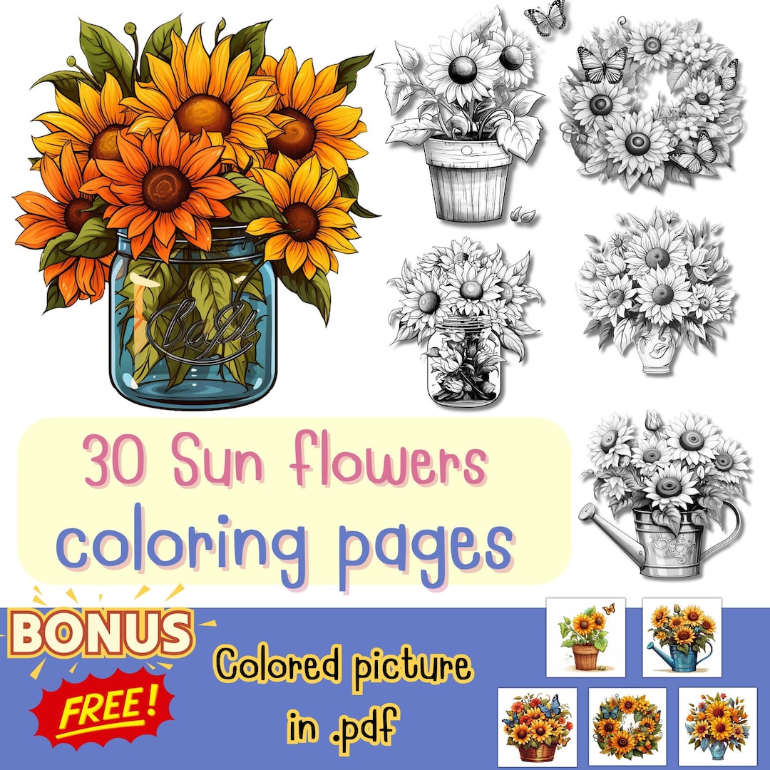 30 Sunflower Coloring Pages With Colored References, Unique Sunflower ...