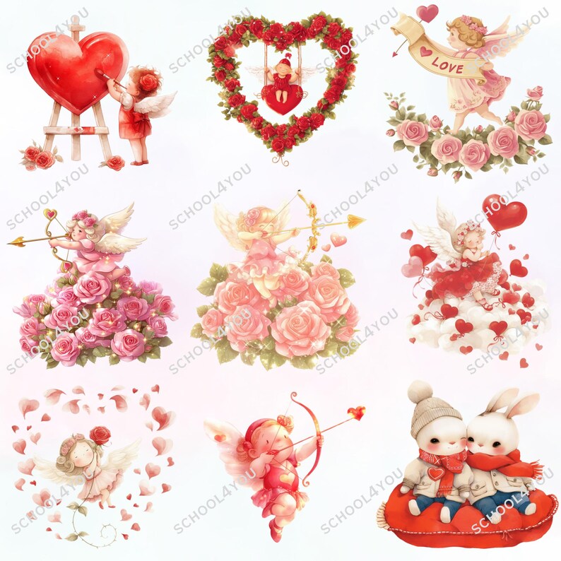 Valentine's Day Clipart: 45 Romantic Heart Graphics (digital Download ...