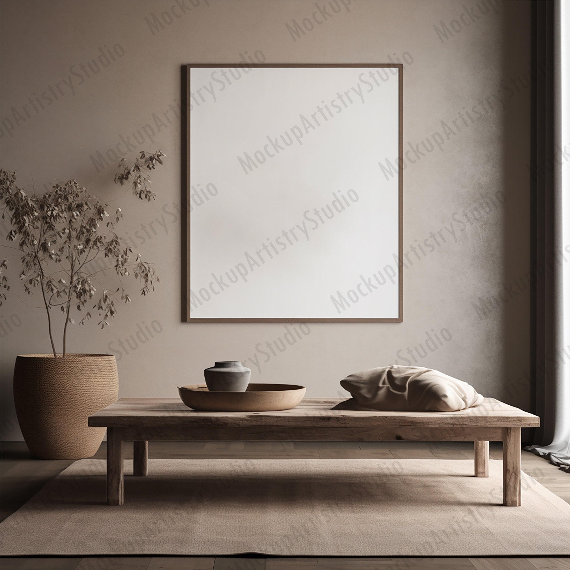 Interior Mockup Frame, Wall Art Mockup, Styled Mockup, Minimal Neutral ...