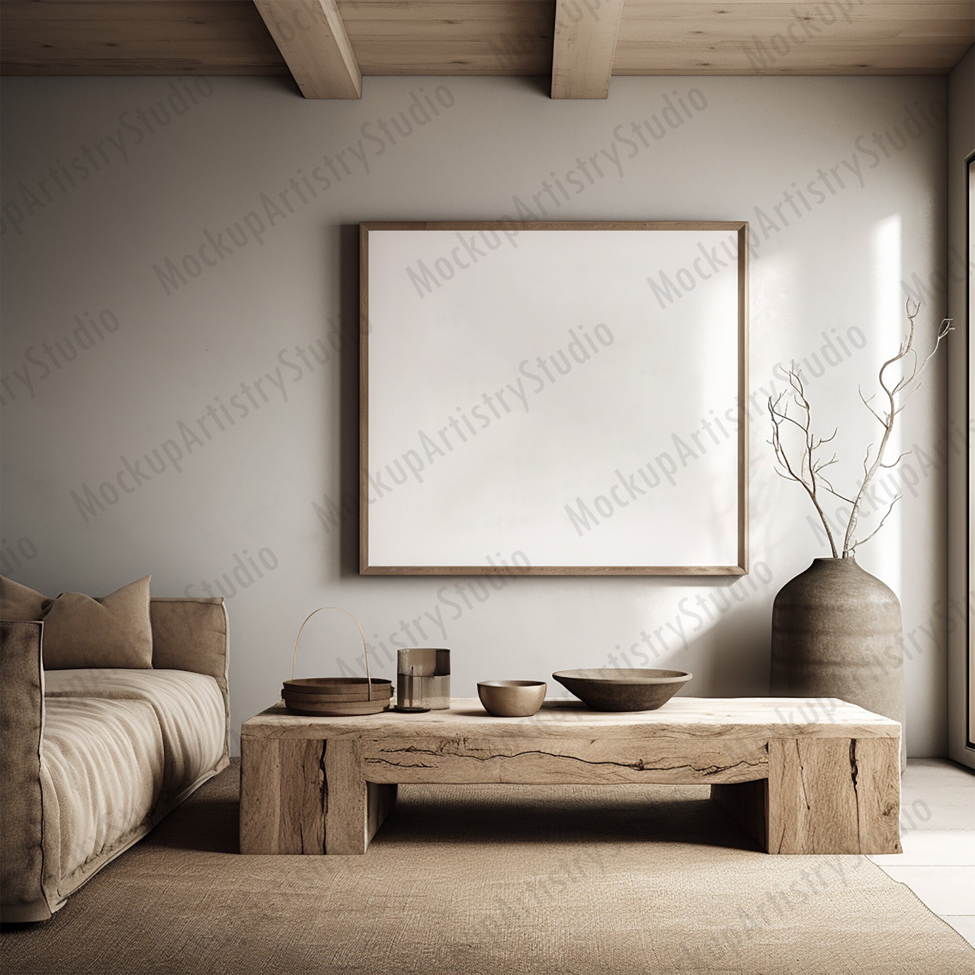 Interior Mockup Frame, Wall Art Mockup, Styled Mockup, Minimal Neutral ...