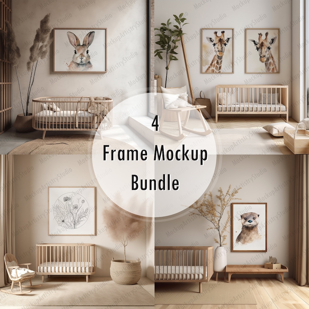 Frame Mockup Bundle, Nursery Mockup, Interior Mockup Frame, Wall Art ...