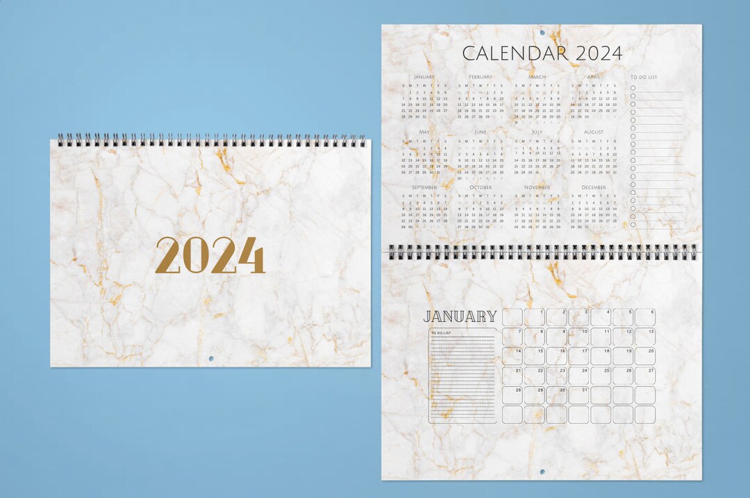 Marble Calendar 2024 Digital Pdf Download and Print - Etsy