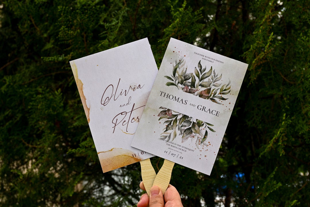 50 PCS Wedding Fan Program, Custom Fan Program Elegant Editable Wedding ...