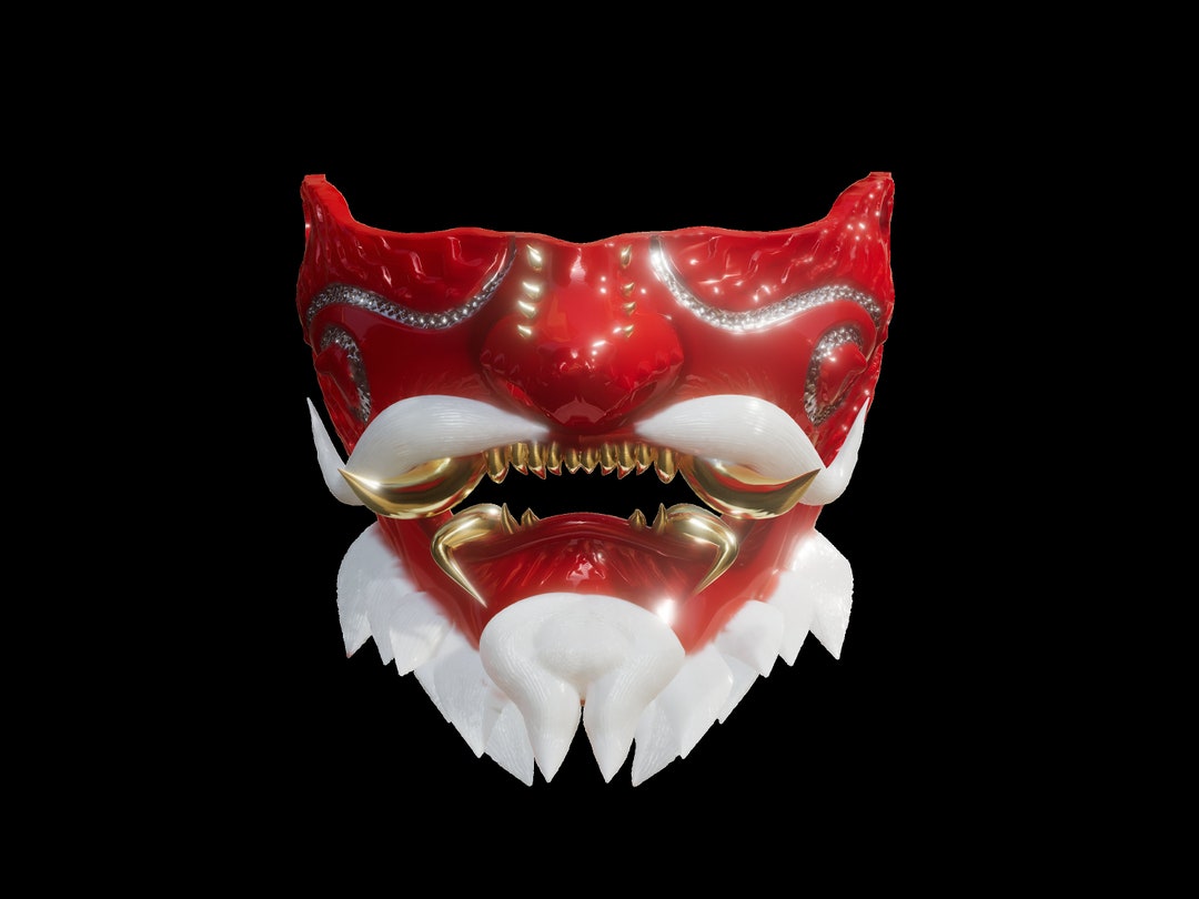 Bearded Oni Mask STL Samurai Mask Printable 3D File - Etsy