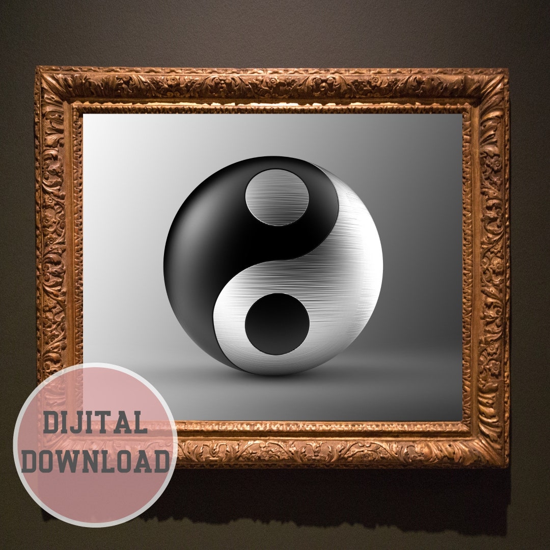 Abstract 3d Render Yin & Yang Symbol, Minimal 3d Art Print, Modern ...