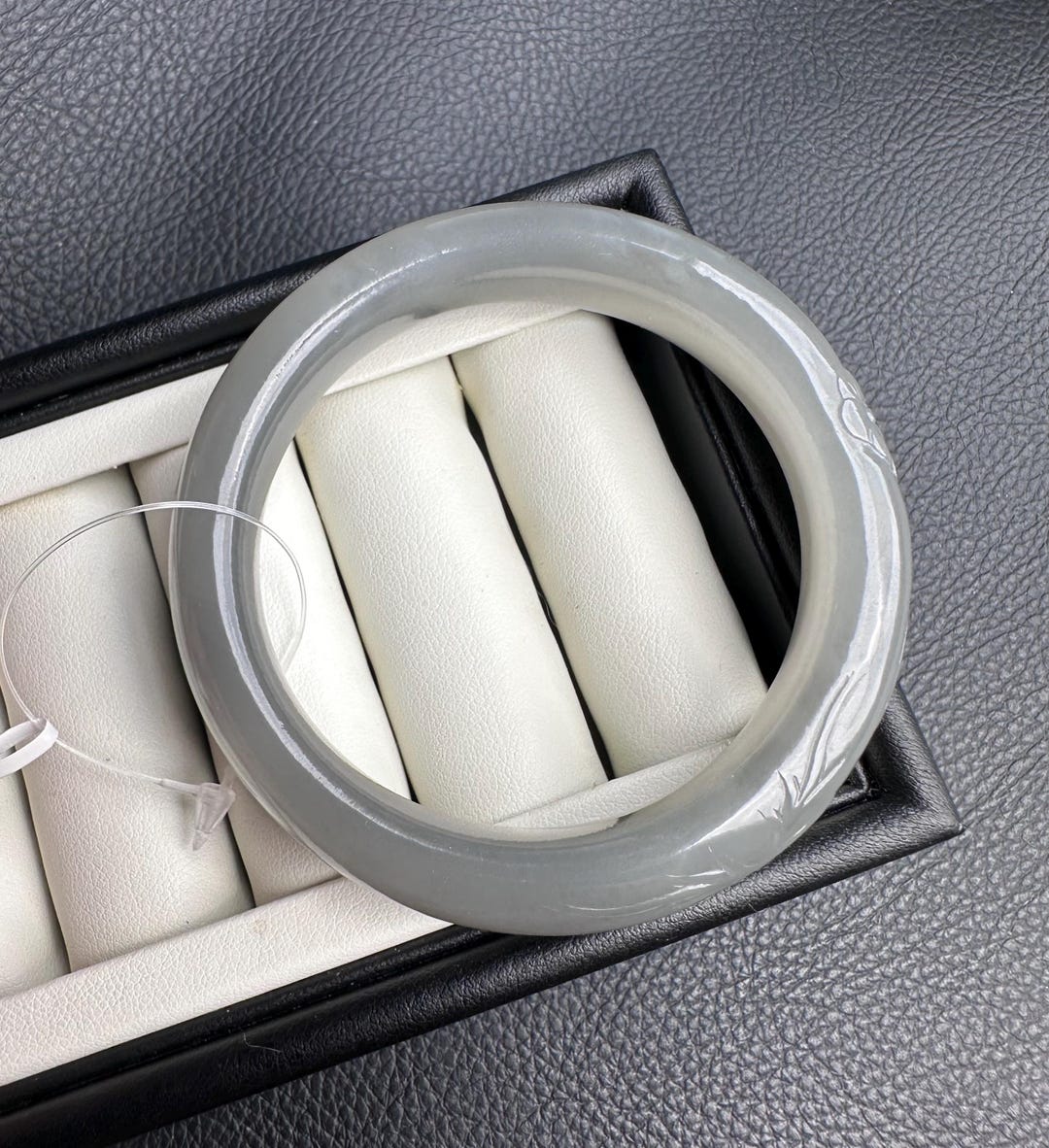 53.3mm Translucent Purple Nephrite Carved Bangle Certified Natural 0252 ...