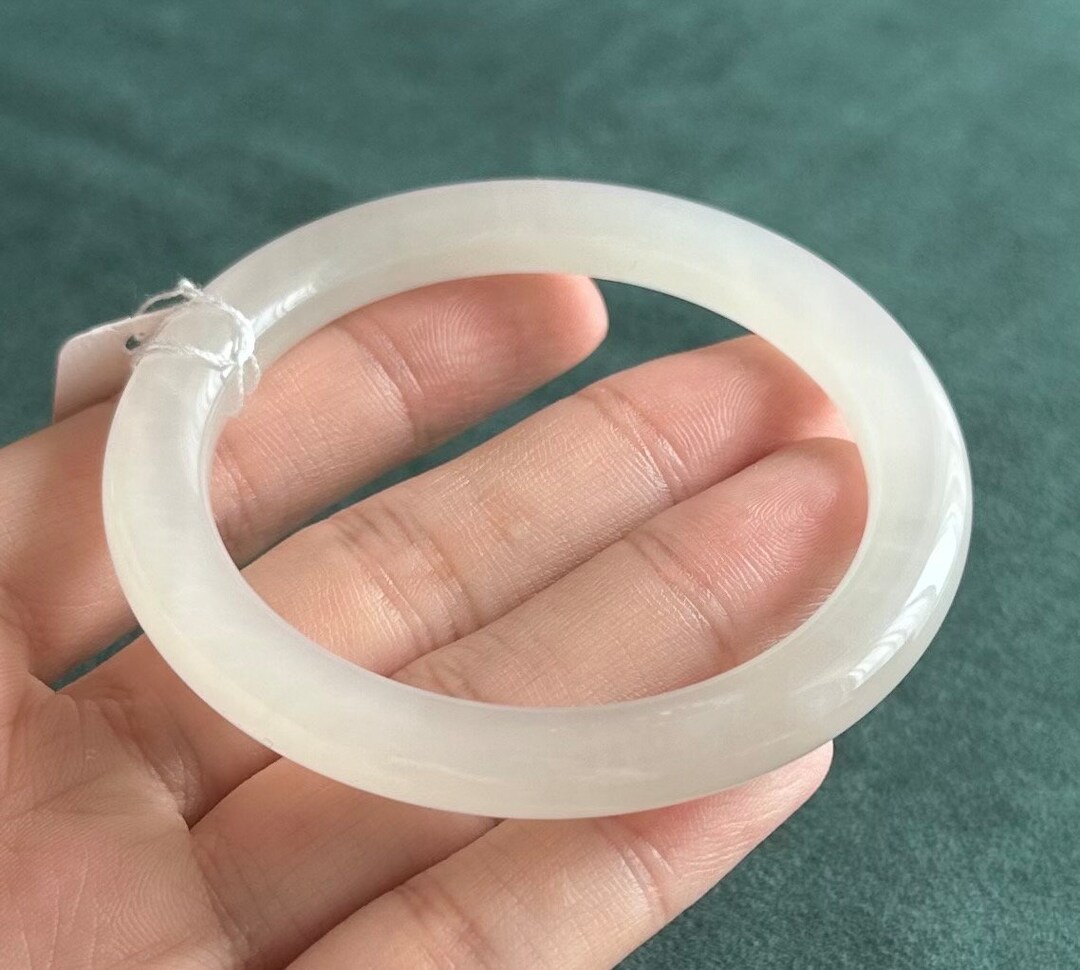 55mm Hetian Qinghai Icy White Jade Bangle Certified Natural 4831 - Etsy