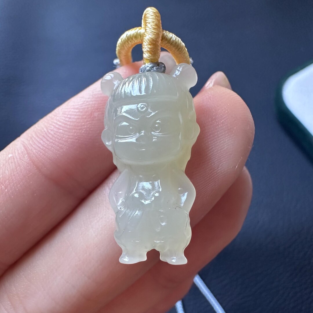 哪吒 Ne Zha Qing Shui Chinese Nephrite Jade Translucent Charm Pendant ...