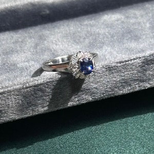 0.78ct Sapphire Platinum Pt900 Ring With Diamonds 0.21ct Size US6 - Etsy