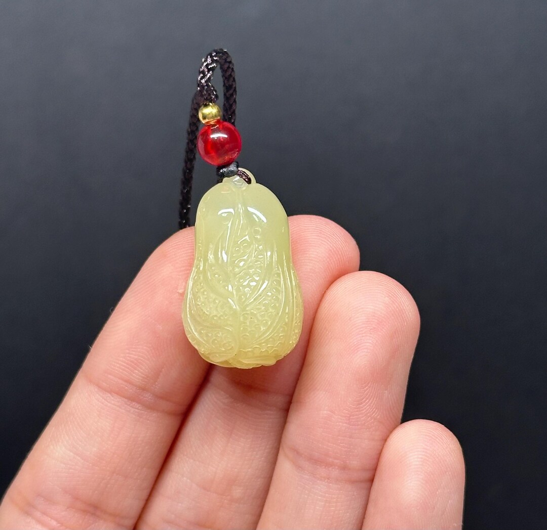 Jade Bai Cai Chinese Jade Yellow Nephrite Pendant Certified Natural ...
