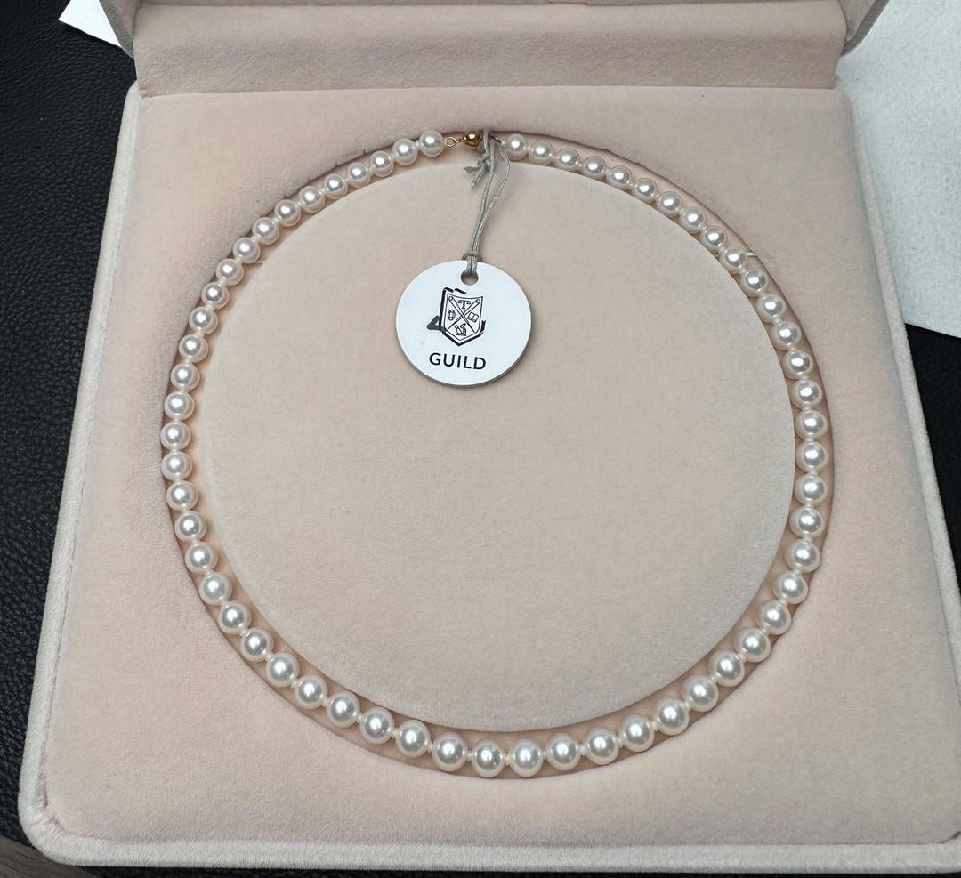 GUILD Certified Noble Grade 7mm Freshwater Pearl Necklace With 18K ...