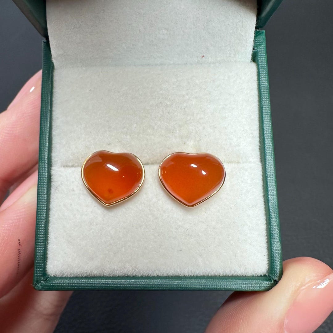 Gem Quality Icy Cherry Red Nan Hong Southern Red Agate Cabochons in 18K ...