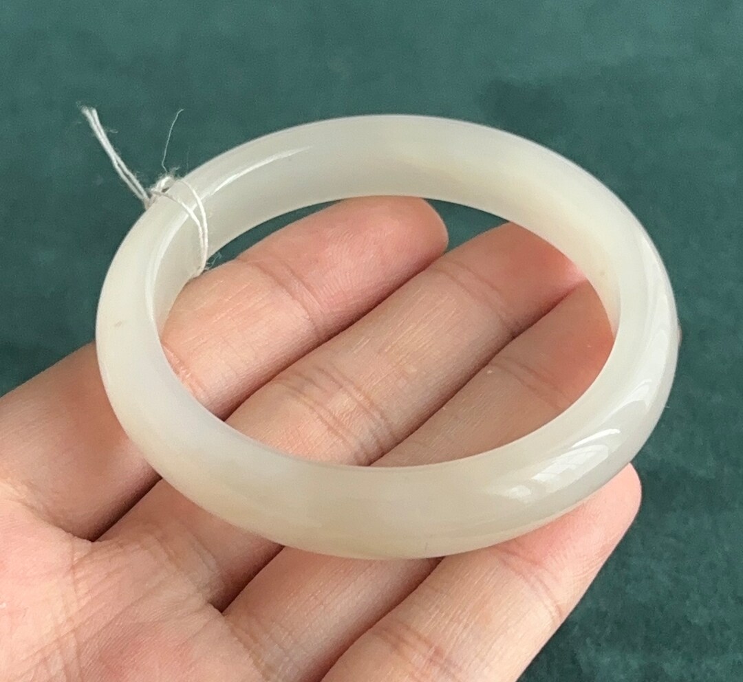 52.8mm Hetian Icy White and Lotus Pink Nephrite Bangle Certified ...