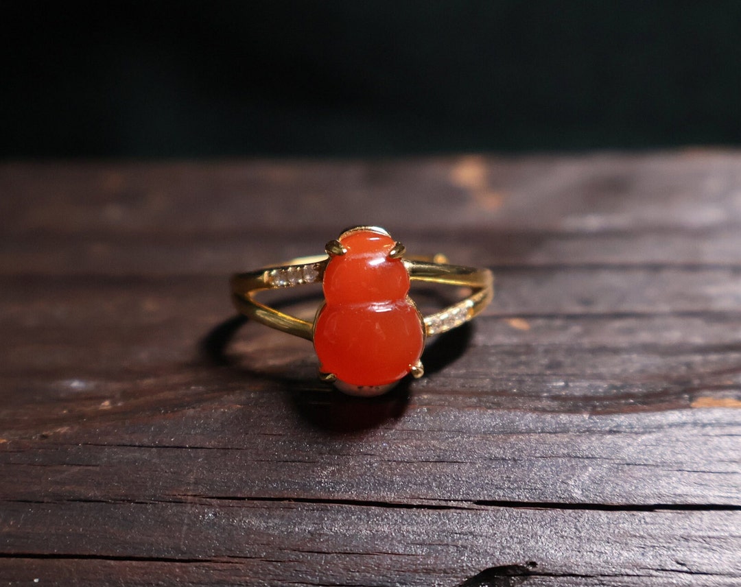 Natural Solid Cherry Red Nanhong Southern Red Agate Carving Hulu ...