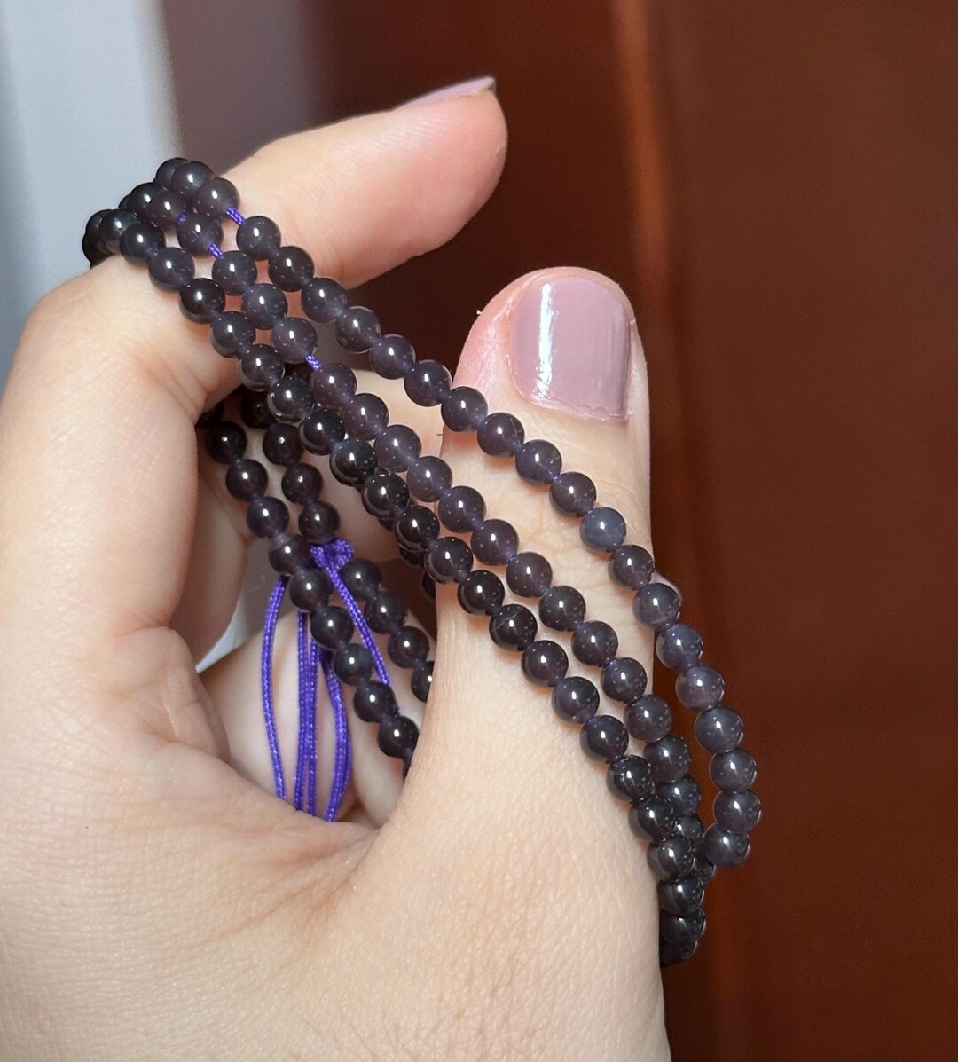 4mm Rich Purple Nephrite Beaded Multi Bracelet Certified Natural 1608 ...