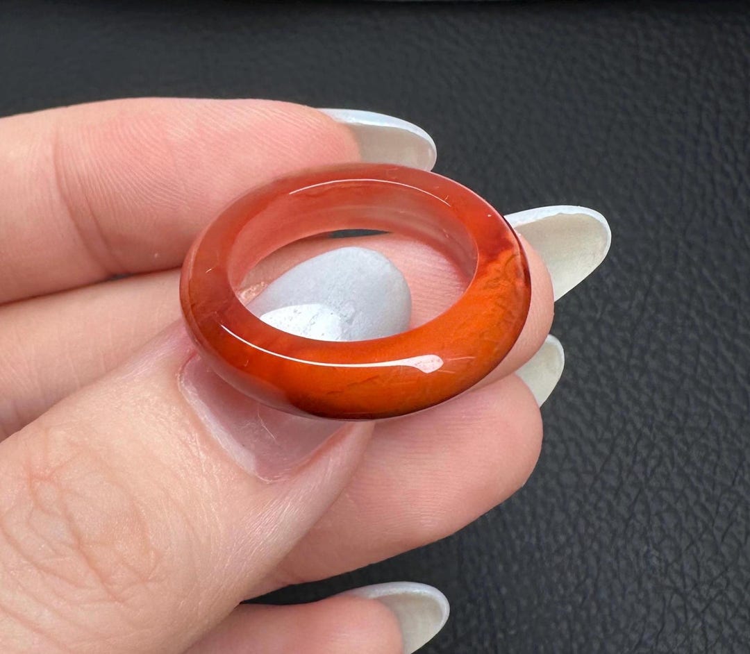 Nan Hong Bing Piao Chinese Agate South Red Agate Ring Band With ...