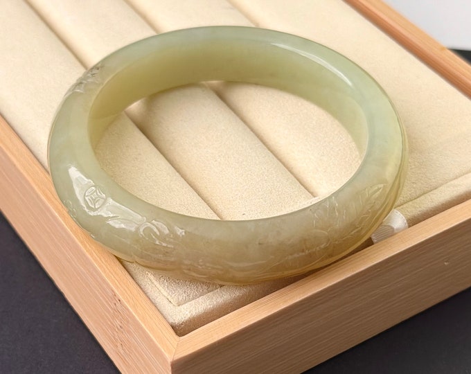 58.7mm Hetian Jade Yellow Nephrite With Brown Sugar Patches Bangle ...