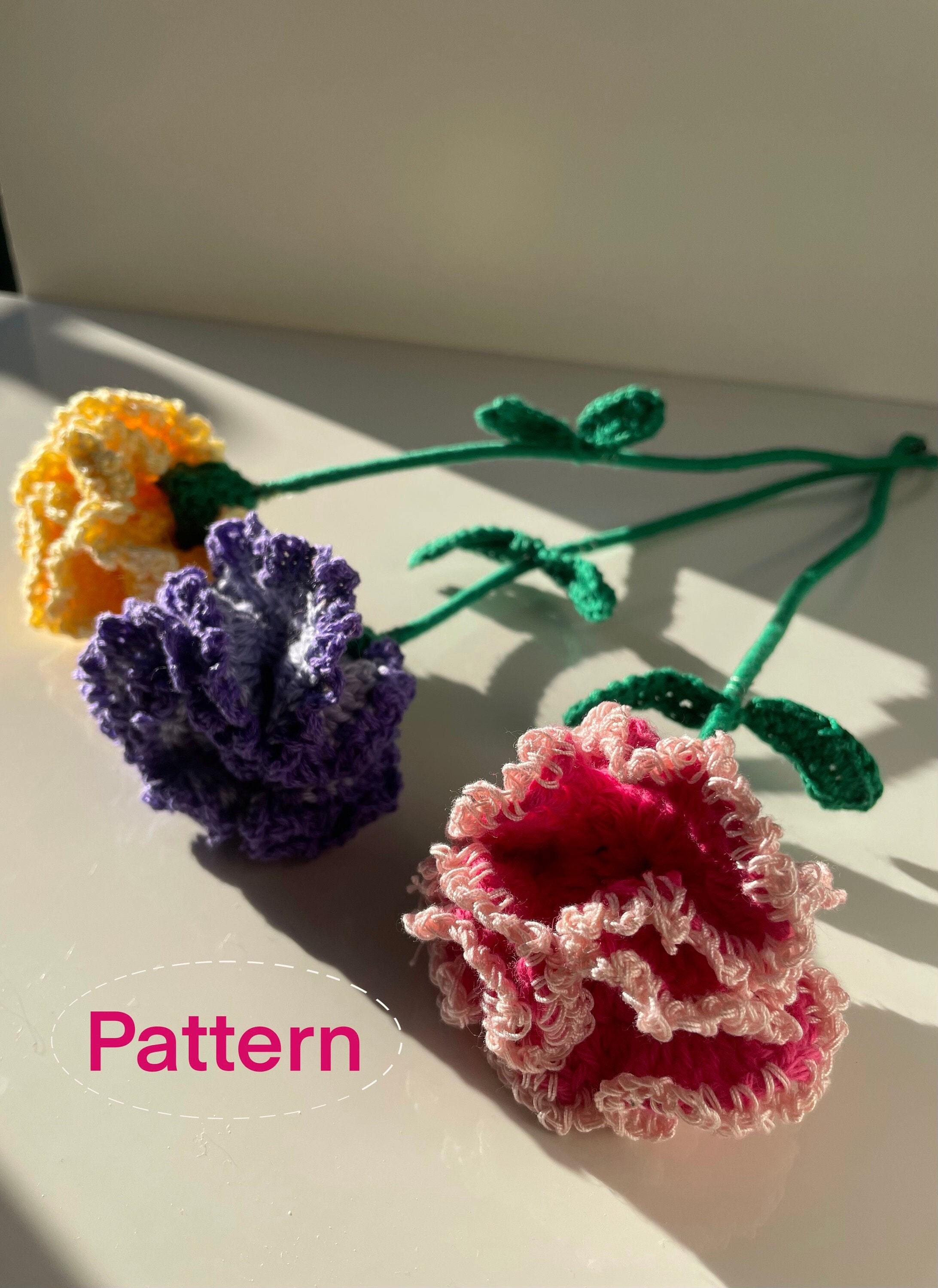 Crochet Pattern Flowers, Crochet Pattern Carnation Flower, Crochet ...