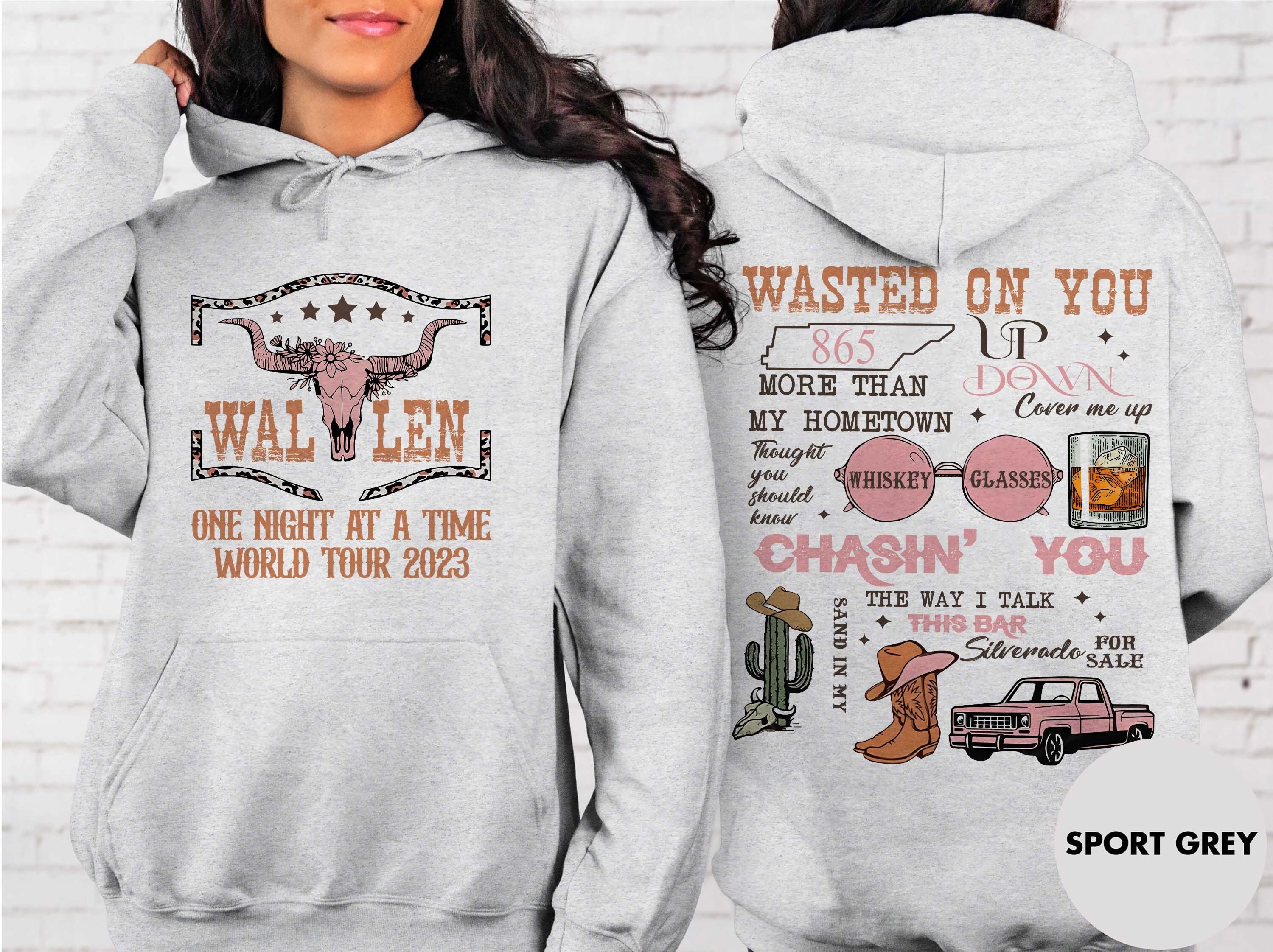 Wallen Western World Tour 2023 One Night At A Time 2 Side Shirt ...