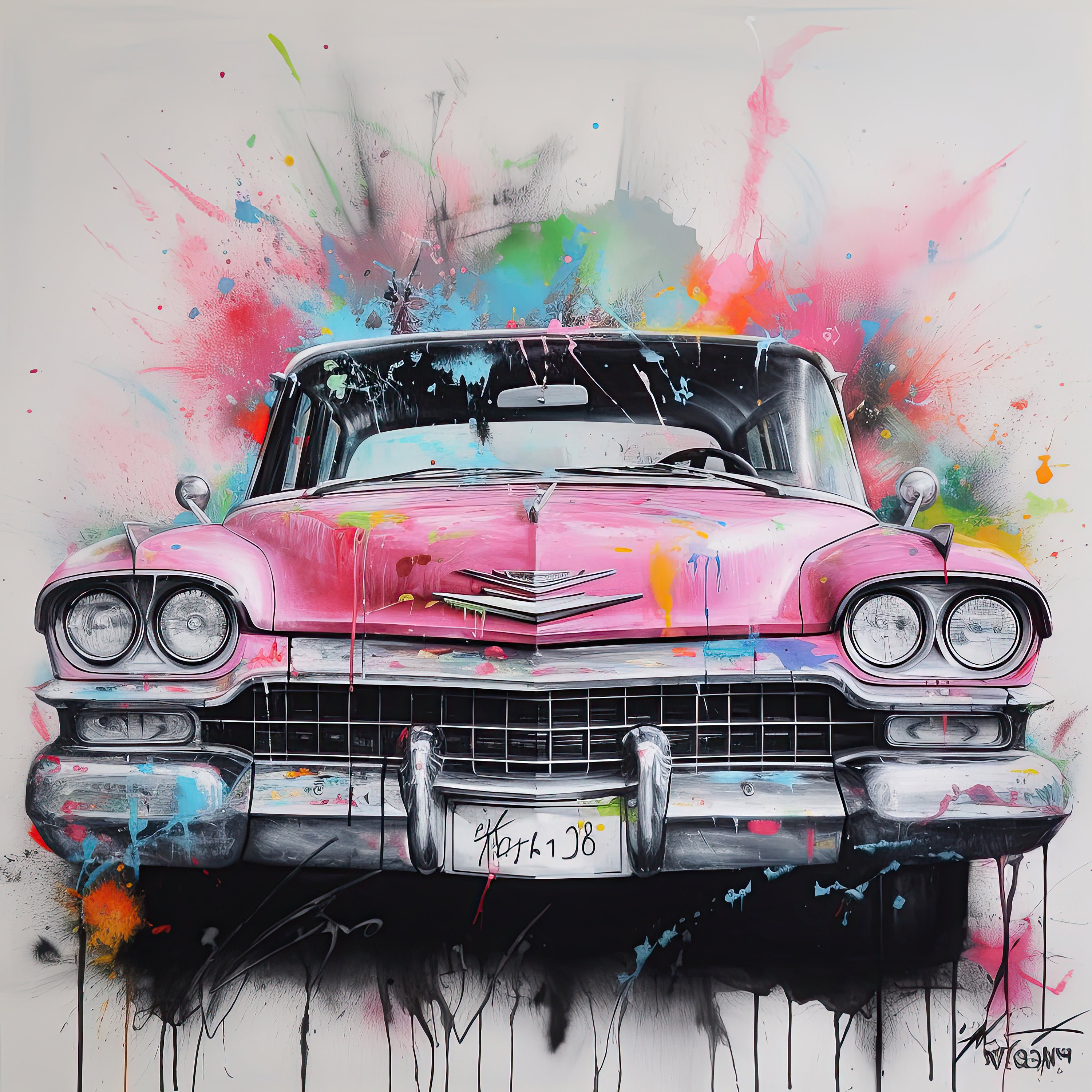 Pink Cadillac, Custom Cadillac, Pink Cadillac Art, Ai-art, Pink ...