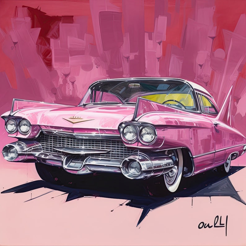 Pink Cadillac, Custom Cadillac, Pink Cadillac Art, Ai-art, Pink ...