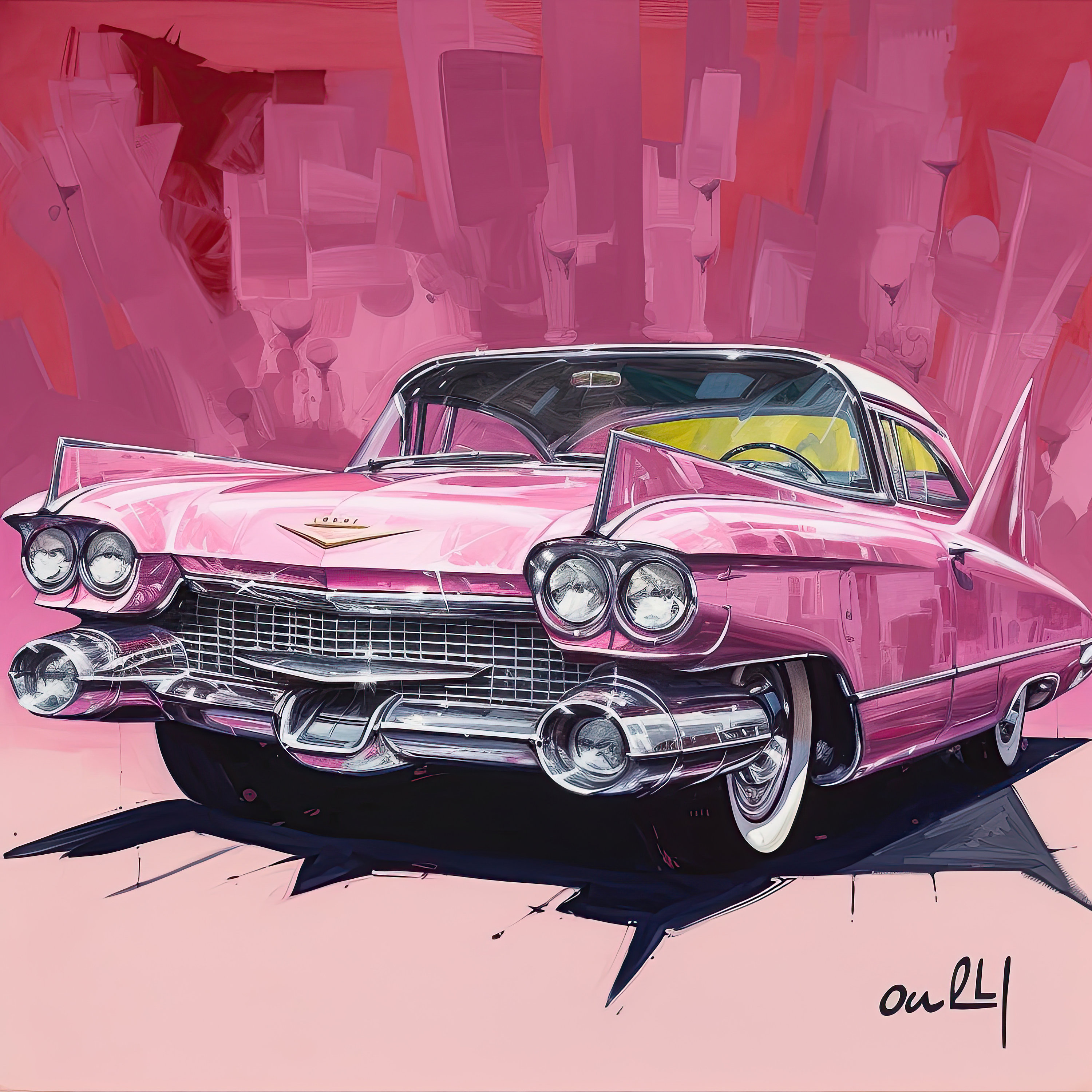 Pink Cadillac, Custom Cadillac, Pink Cadillac Art, Ai-art, Pink ...