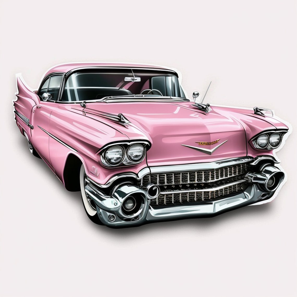 Pink Cadillac, Ai Art, Digital Art - Etsy