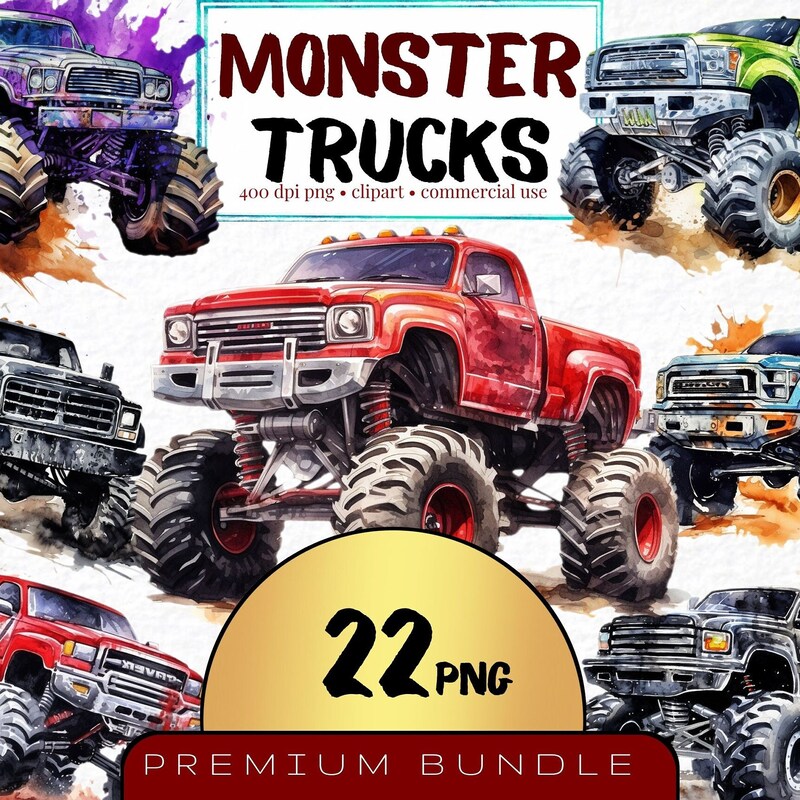 Monster Truck Clipart - Etsy
