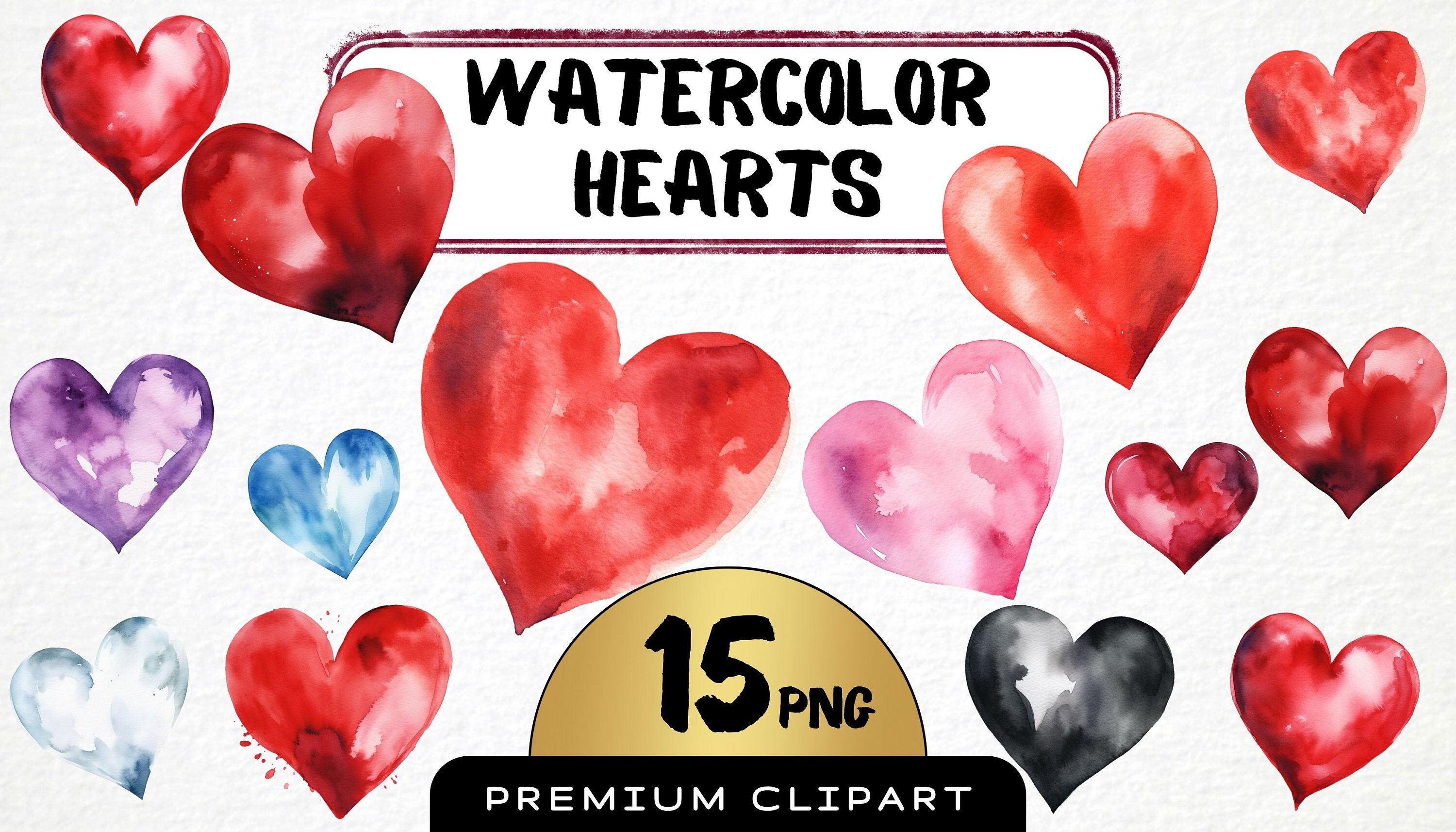 Watercolor Hearts Clipart Bundle, Love Graphics (digital Download) - Etsy